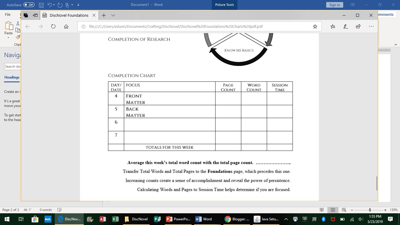 Discovering Your Novel ~ Sample Charts - Writers Ink Nonfiction